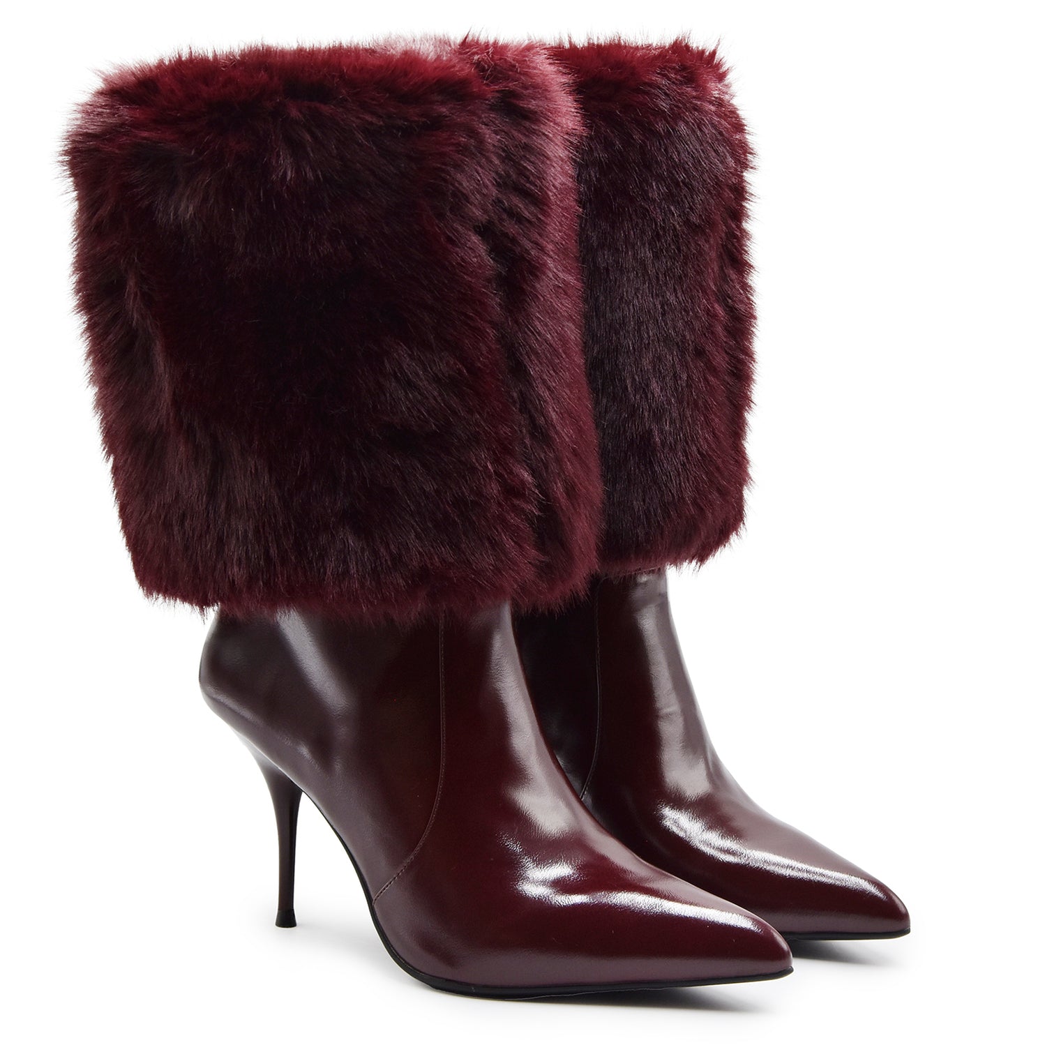 Jeffrey Campbell Stivali Donna HIRSUTE Vino Con Pelliccia E Zip | Sabot ...