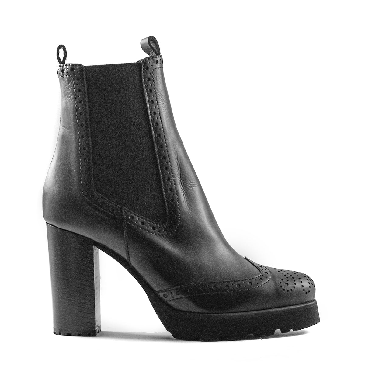 Maria Cristina Black Women's Ankle Boots With Brogue Pattern On The Toe ...